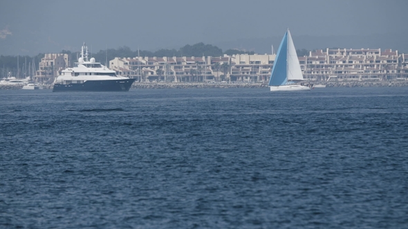 Sailboat on the Sea Moving from Right to Left, Stock Footage | VideoHive