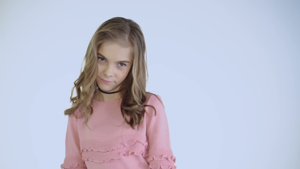 Happy Playful and Shy Girl Nodding Head at Camera, Stock Footage ...