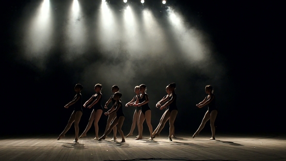 A Group of Young Ballerina Girls Dancing on Stage., Stock Footage ...