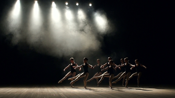 A Group of Young Ballerina Girls Dancing on Stage., Stock Footage ...