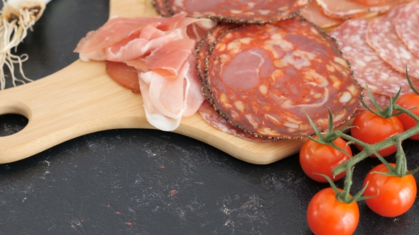 Italian Sliced Delicious Salami, Stock Footage | VideoHive