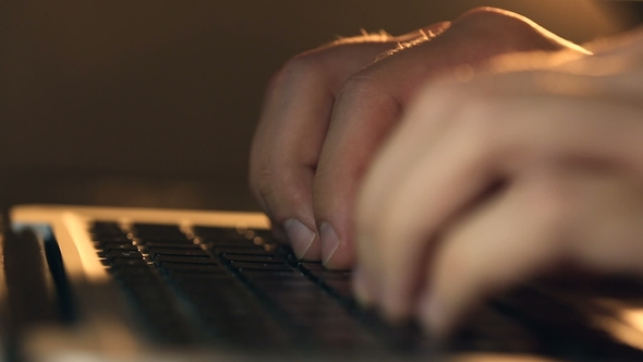 Writer's Hands Typing on a Laptop Keypad, Stock Footage | VideoHive