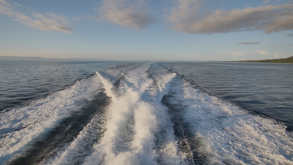 Background of Water Trail Foaming Behind a Ferry Boat., Stock Footage