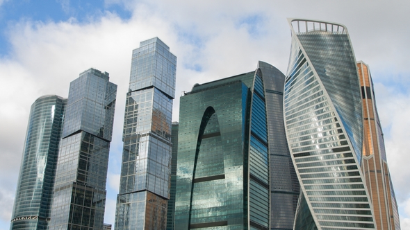 The Complex of Buildings of Moscow-City in Moscow, Stock Footage ...