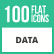 100 Data Flat Icons, Icons | GraphicRiver