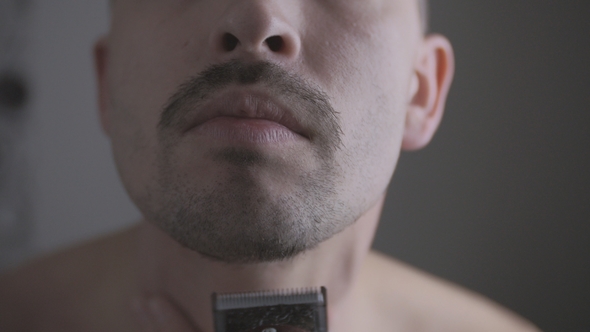 Male Carefully Shaving His Beard Off, Hair Grooming, Personal Hygiene ...