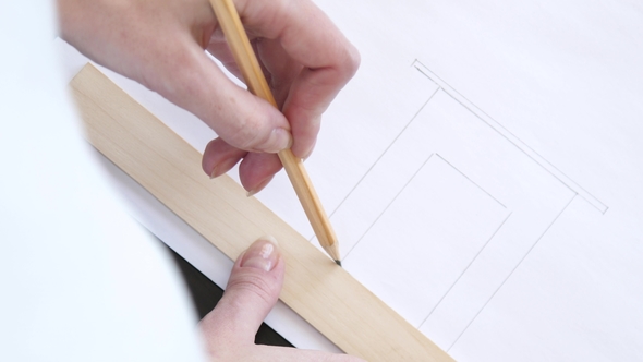 Draw on Paper the Future Architectural Project, Stock Footage | VideoHive