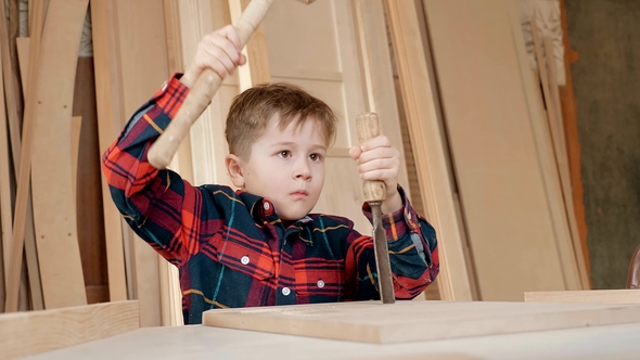 Concept Children Learning Joinery., Stock Footage | VideoHive