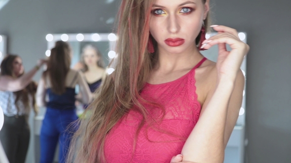 Professional Fashion Model Looking Into the Camera, Stock Footage ...