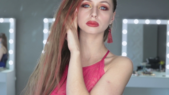 Professional Fashion Model Looking Into the Camera, Stock Footage ...