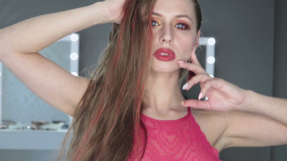 Professional Fashion Model Looking Into the Camera, Stock Footage ...