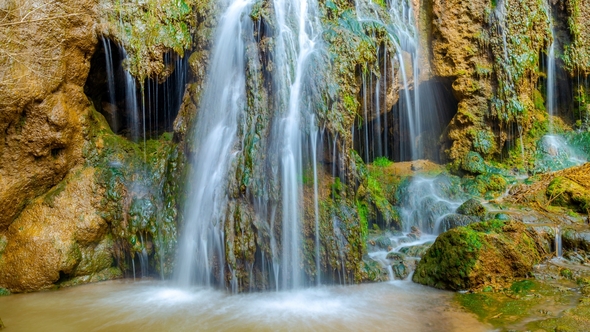 An Ancient Waterfall Resembling a Skull, Stock Footage | VideoHive