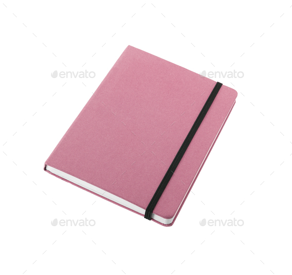 pink color cover note book isolated on white background Stock Photo by ...