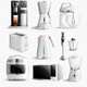 White Household Kitchen Appliances Transparent Icon Set by macrovector