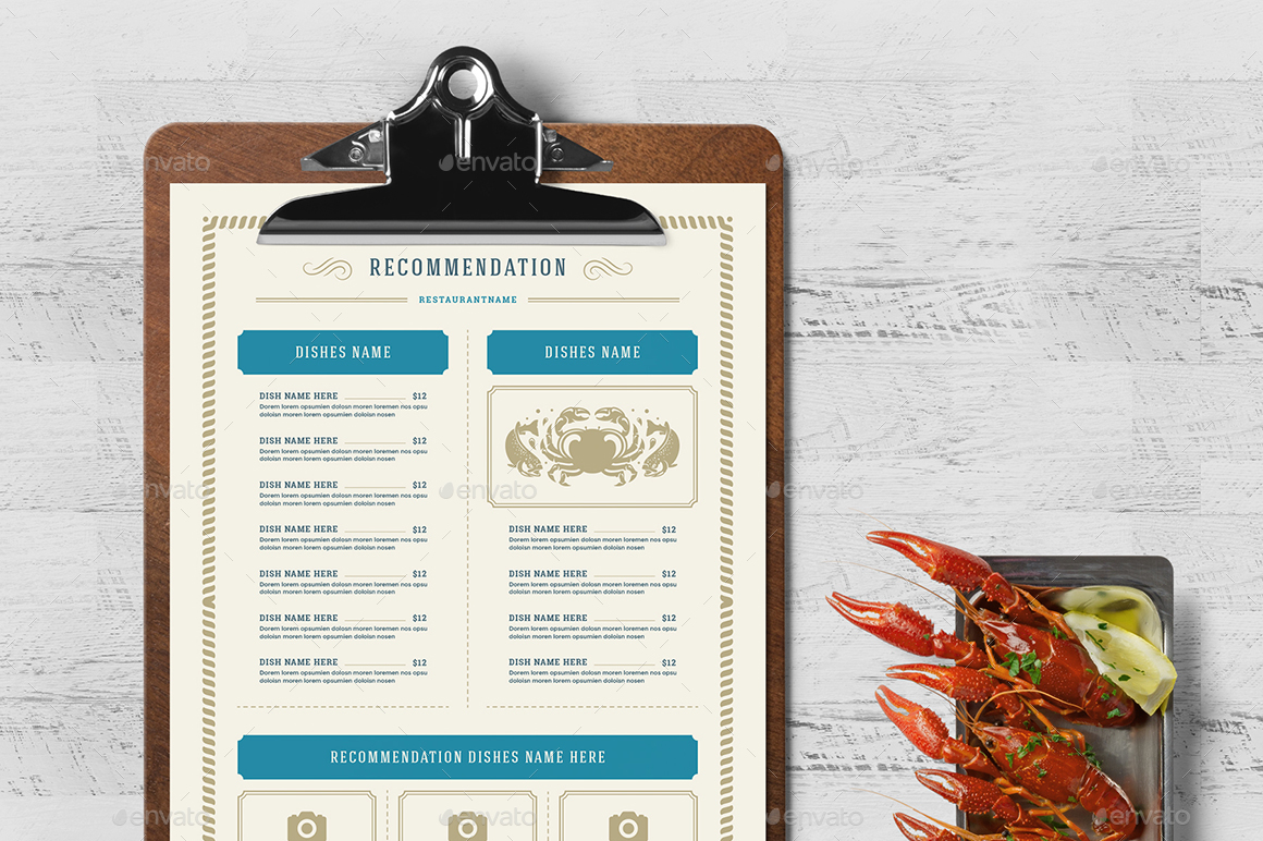 Seafood Menu Templates, Print Templates | GraphicRiver