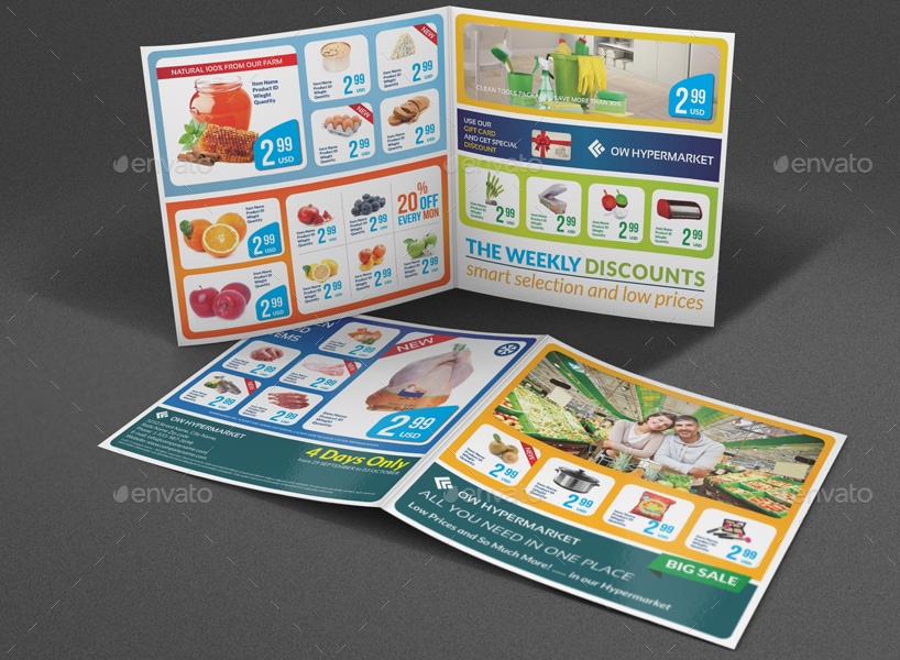 Supermarket Products Catalog Bi-Fold Brochure Vol.4, Print Templates