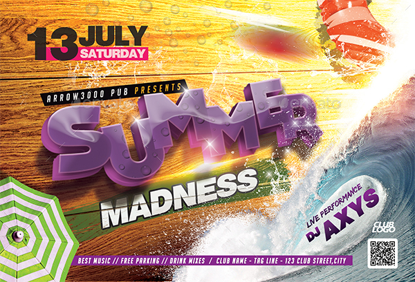 Summer Beach Madness Flyer, Print Templates | GraphicRiver