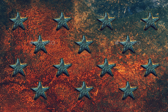 Embossed USA star shapes on rusty metal surface Stock Photo by ...