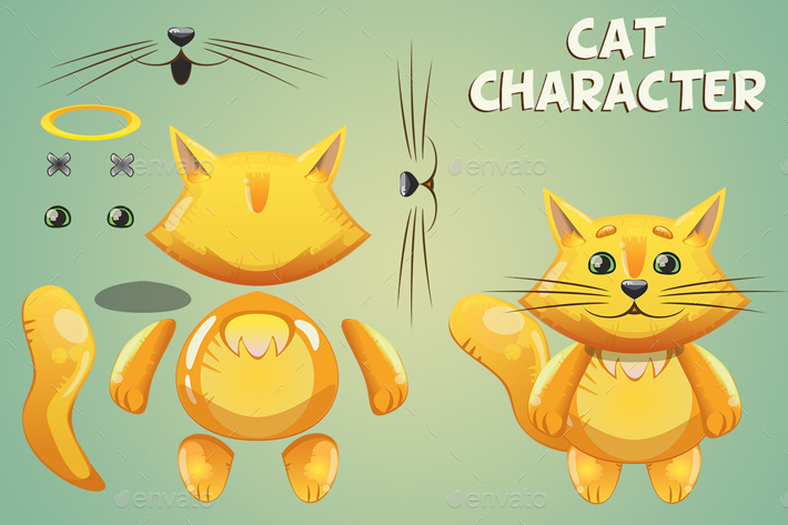 Raccoon, Sheep and Cat Characters for 2D Jumping Game, Game Assets