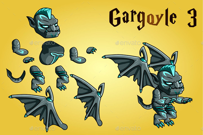 Gargoyle 2D Game Character Sprite Sheet, Game Assets | GraphicRiver