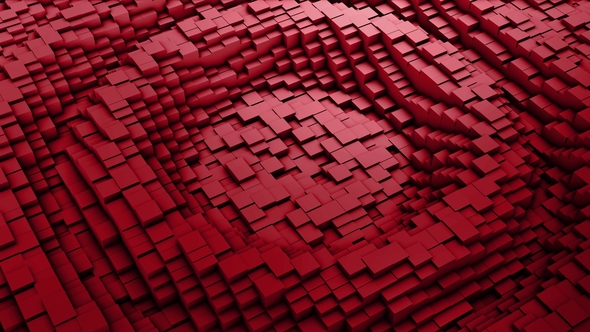 Ripple Digital Background of the Many Red Squares, Motion Graphics
