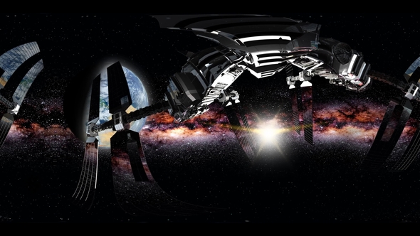 International Space Station Orbiting Earth in Virtual Reality, Motion ...