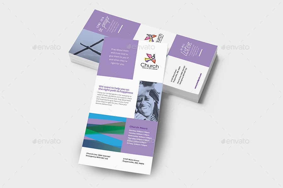 Modern Church DL Rack Card Template, Print Templates | GraphicRiver