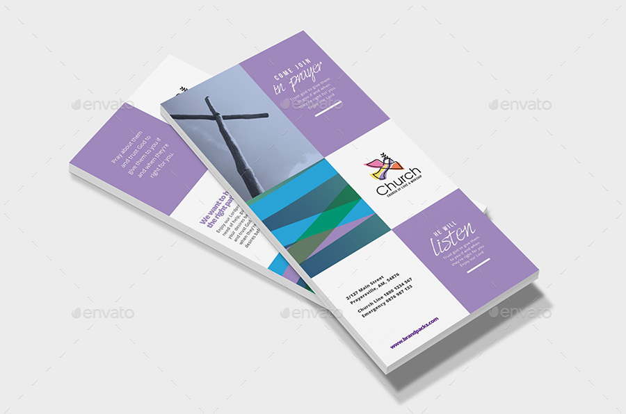 Modern Church DL Rack Card Template, Print Templates | GraphicRiver