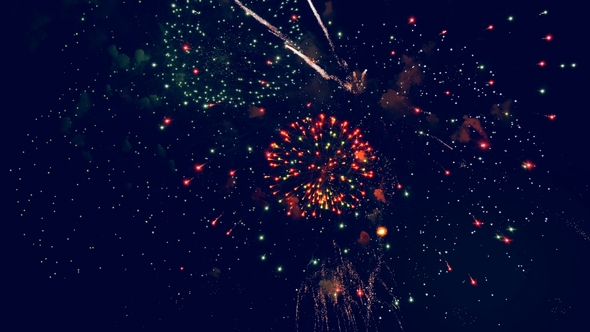 Festive Fireworks in a Sky., Stock Footage | VideoHive