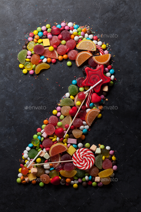 Number two made from candies Stock Photo by karandaev | PhotoDune