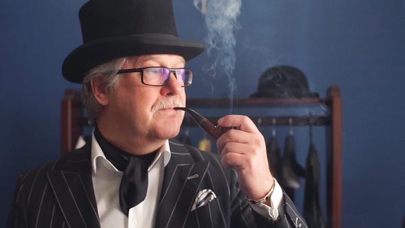 Portrait of Posh Mature Gentleman Visiting a Tailor's Shop, Stock Footage