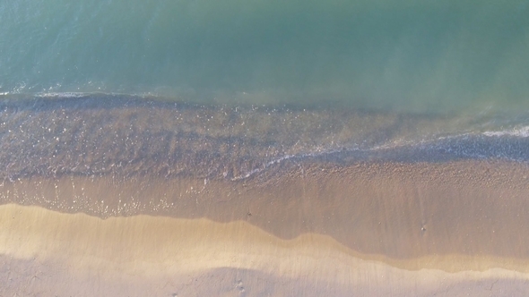 Narrow Beach Line, Waves and Ocean. Aerial View, Stock Footage | VideoHive