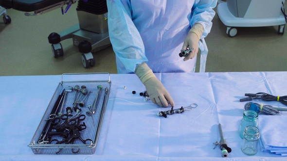 A Nurse Putting on the Table a Medical Instruments, Stock Footage ...