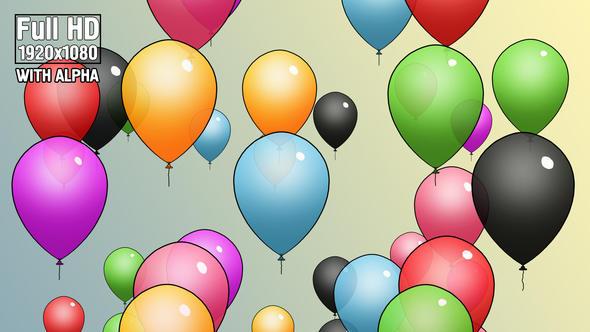 Cartoon Flying Colorful Ballons, Motion Graphics | VideoHive