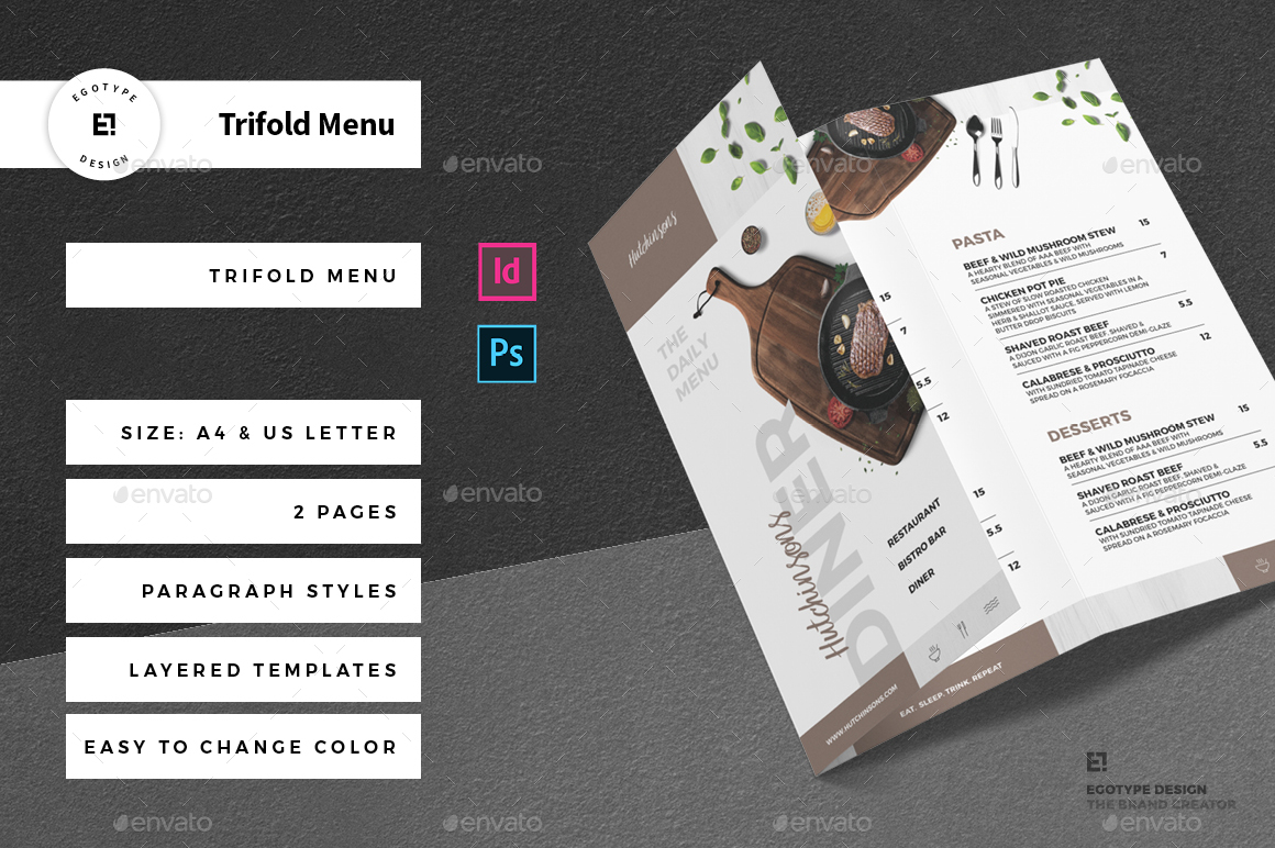 Restaurant Trifold Menu, Print Templates | GraphicRiver