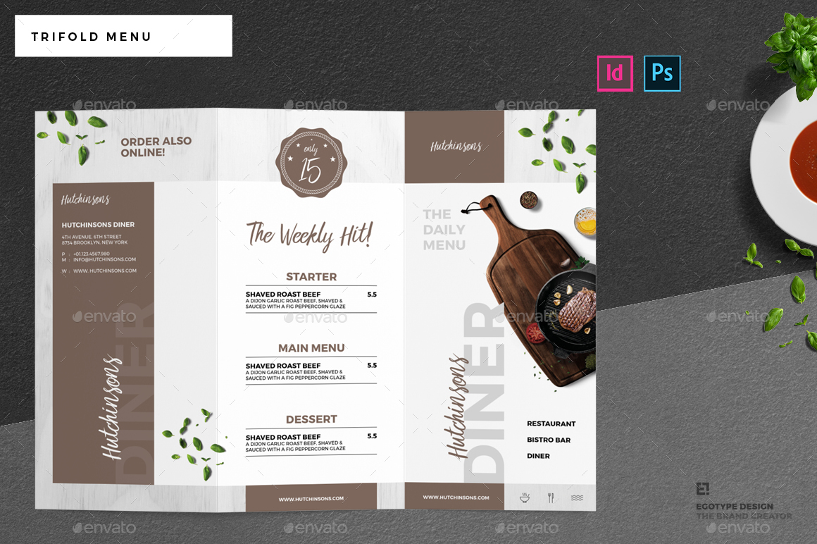 Restaurant Trifold Menu, Print Templates | GraphicRiver