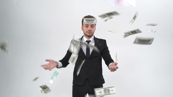 Businessman Throws Up Money, Stock Footage | VideoHive