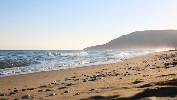 Sandy Beach at the Sunrise, Stock Footage | VideoHive