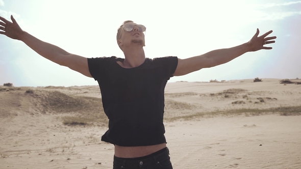 Man Standing with Raised Hands, Stock Footage | VideoHive