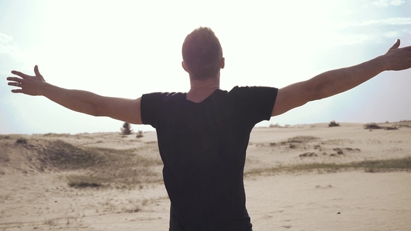 Man Standing with Raised Hands, Stock Footage | VideoHive