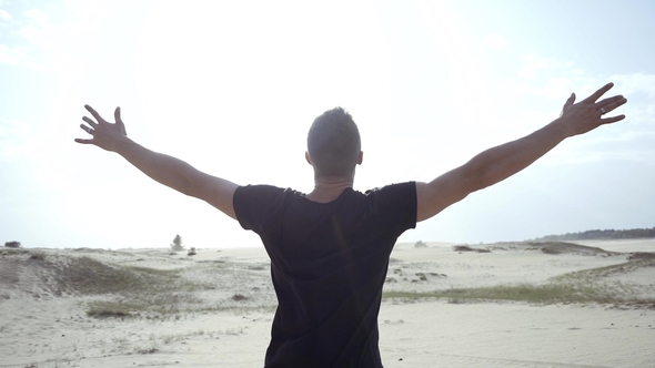 Man Standing with Raised Hands, Stock Footage | VideoHive