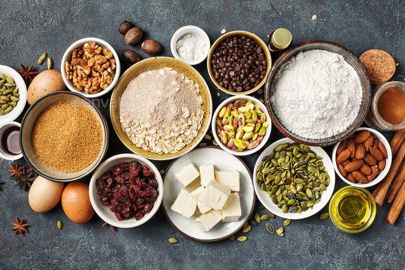 Different ingredients for baking Stock Photo by Vell | PhotoDune