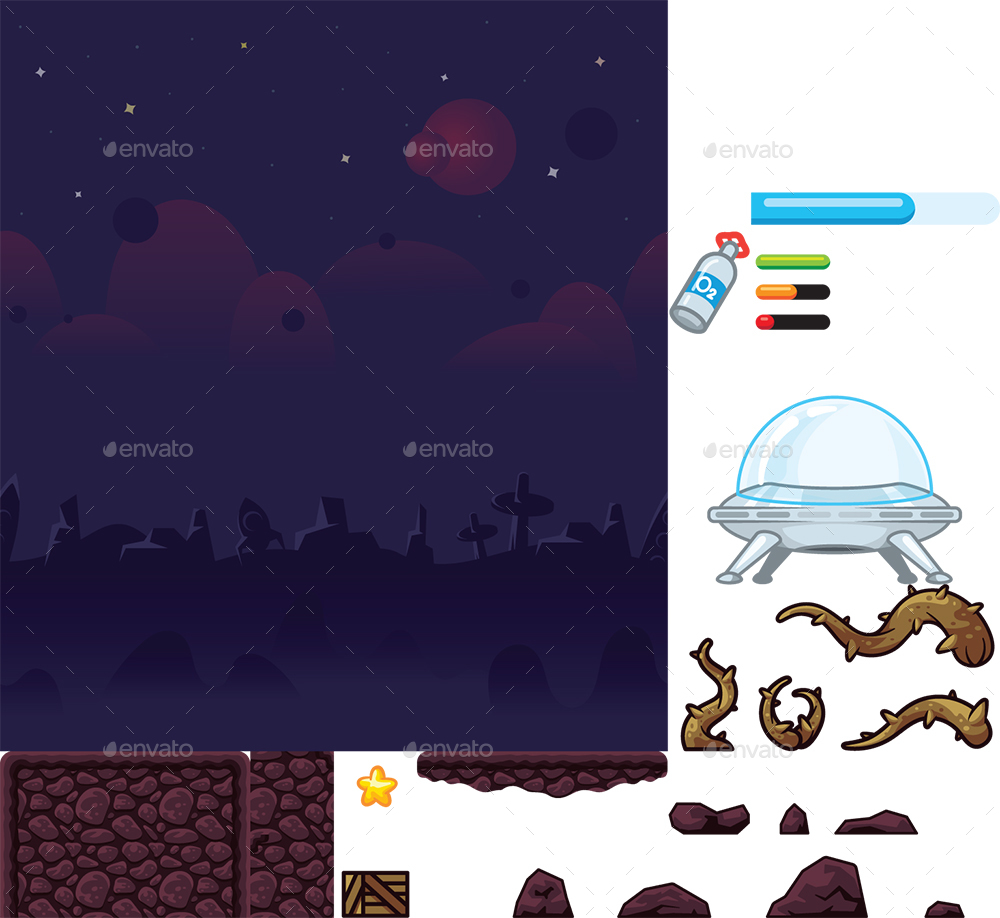 Space Cat Game Asset Tileset, Game Assets | GraphicRiver