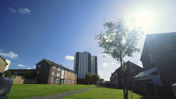Urban British Council Estate in Summer, Stock Footage | VideoHive