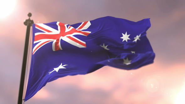 Flag of Australia Waving at Sunset, Motion Graphics | VideoHive