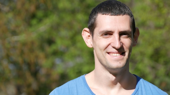 Portrait of a Young Cute European Guy Looking in the Lens and Smiling ...