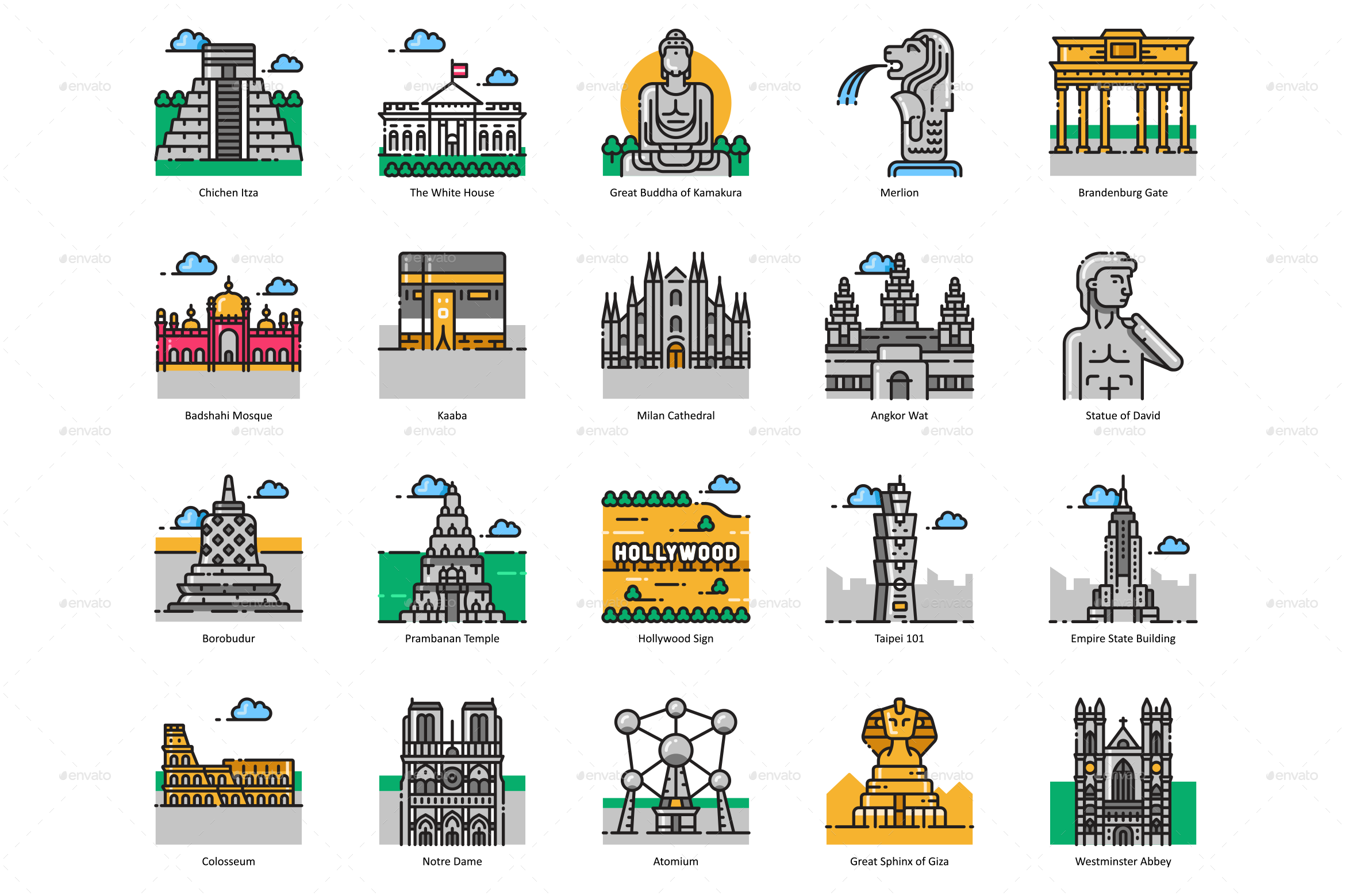 World Landmark Icons, Icons | GraphicRiver