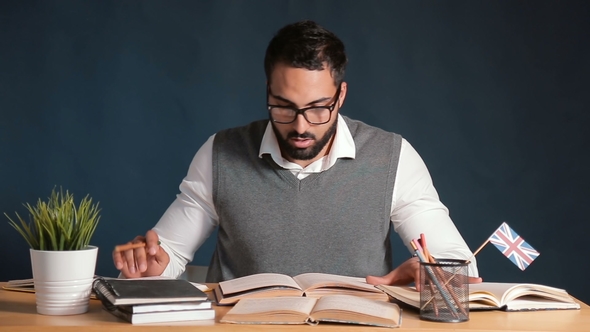 Focused Man Studies, Stock Footage | VideoHive