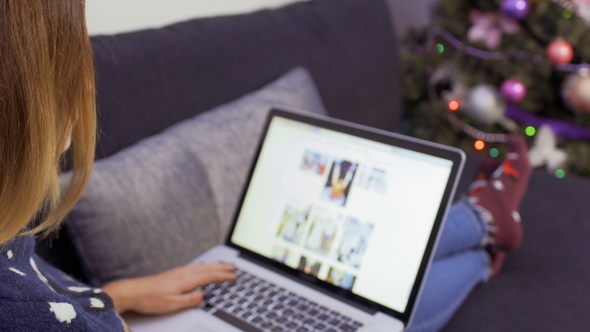 Girl Searches Some Information On The Internet , Stock Footage | VideoHive