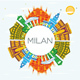 Milan Italy City Skyline with Color Buildings, Blue Sky and Copy Space ...